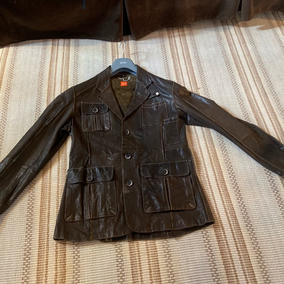 Hugo Boss | Jackets & Coats | Hugo Boss Mens Leather Jacket Size 4 Usa ...